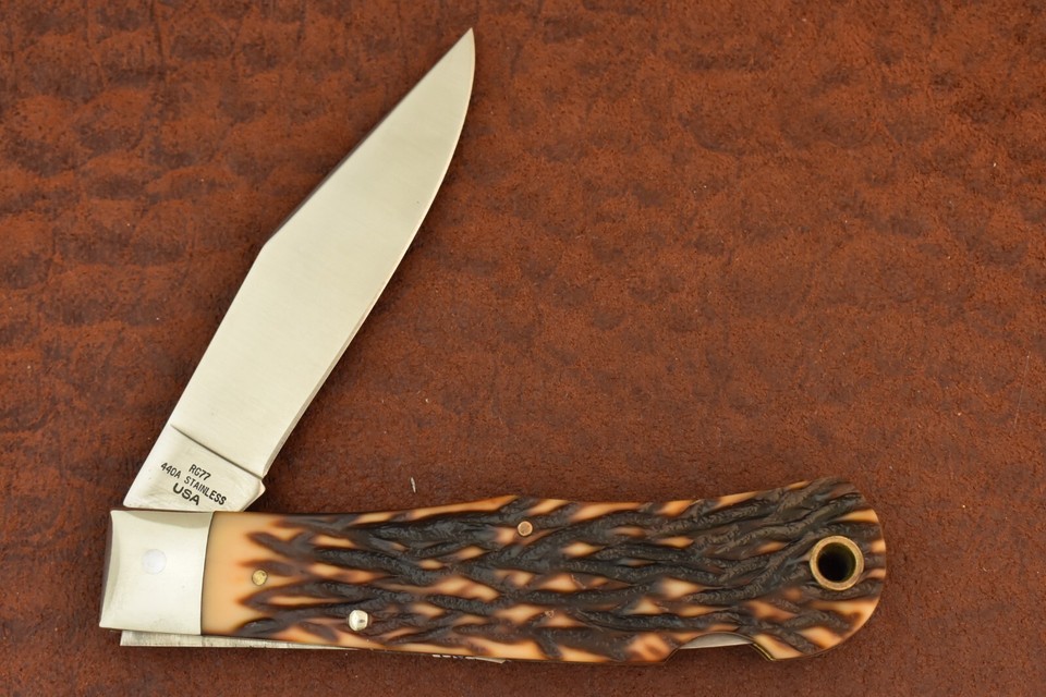 RARE RIGID MADE IN USA STAGLON DELRIN JUMBO LOCKBACK KNIFE RG77 NICE ...