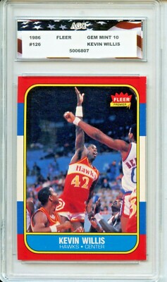 1986 Fleer Basketball #126 Kevin Willis Rookie AGC 10 Gem Mint Atlanta ...