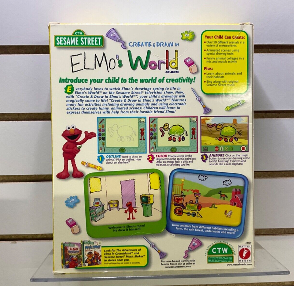 Sesame Street Create & Draw Elmo's World CD-ROM Mattel Windows 95/98 ...