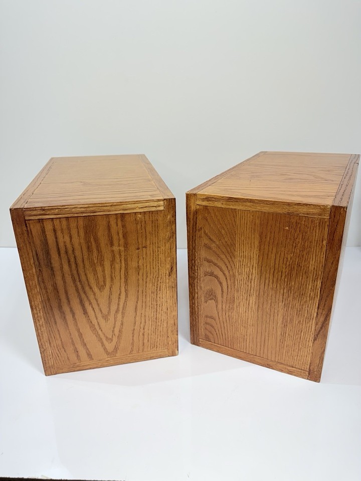 2 VTG 1 DRAWER WOODEN LIBRARY CARD CATALOG BOX INDEX FILE 15'' x 8'' x ...