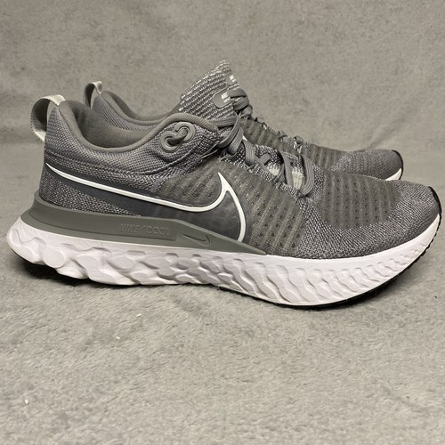 Nike React Infinity Run Womens 10.5 Gray White Flyknit Athletic Sneaker ...