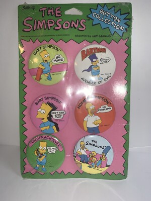 The Simpsons Button Collection (Lot of Six) Sealed Old New Stock 1990 ...