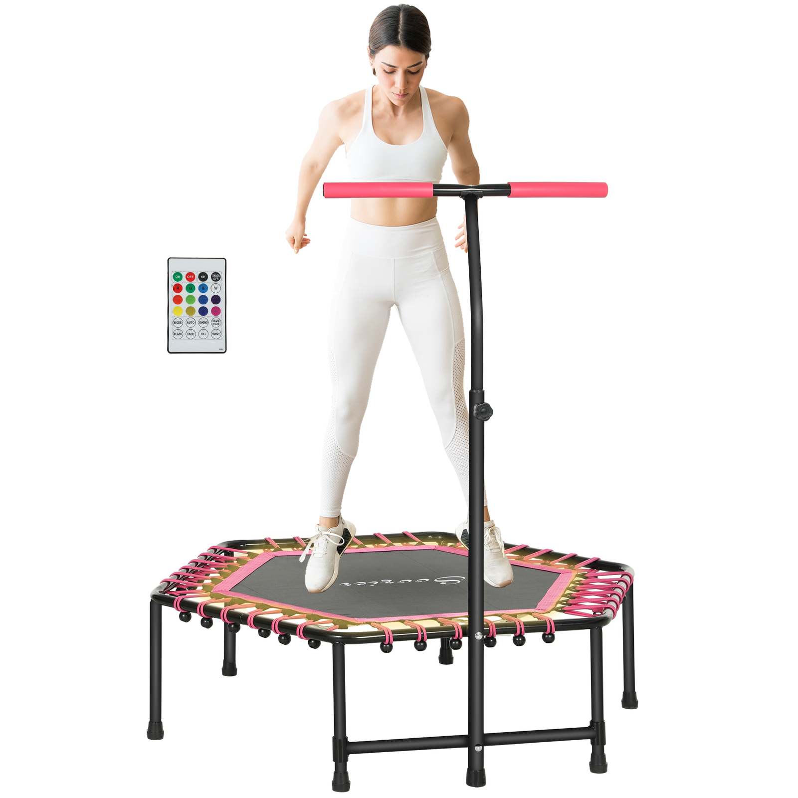 45" Rebounder Trampoline for Adults Quiet Bungee Rebounder with LED ...