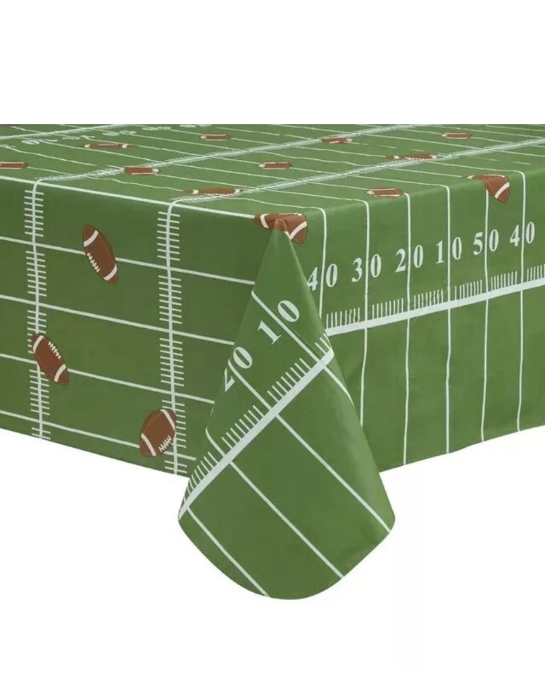 Football Field Vinyl Tablecloth 60x84 Rectangle Yard Lines NFL SUPER ...