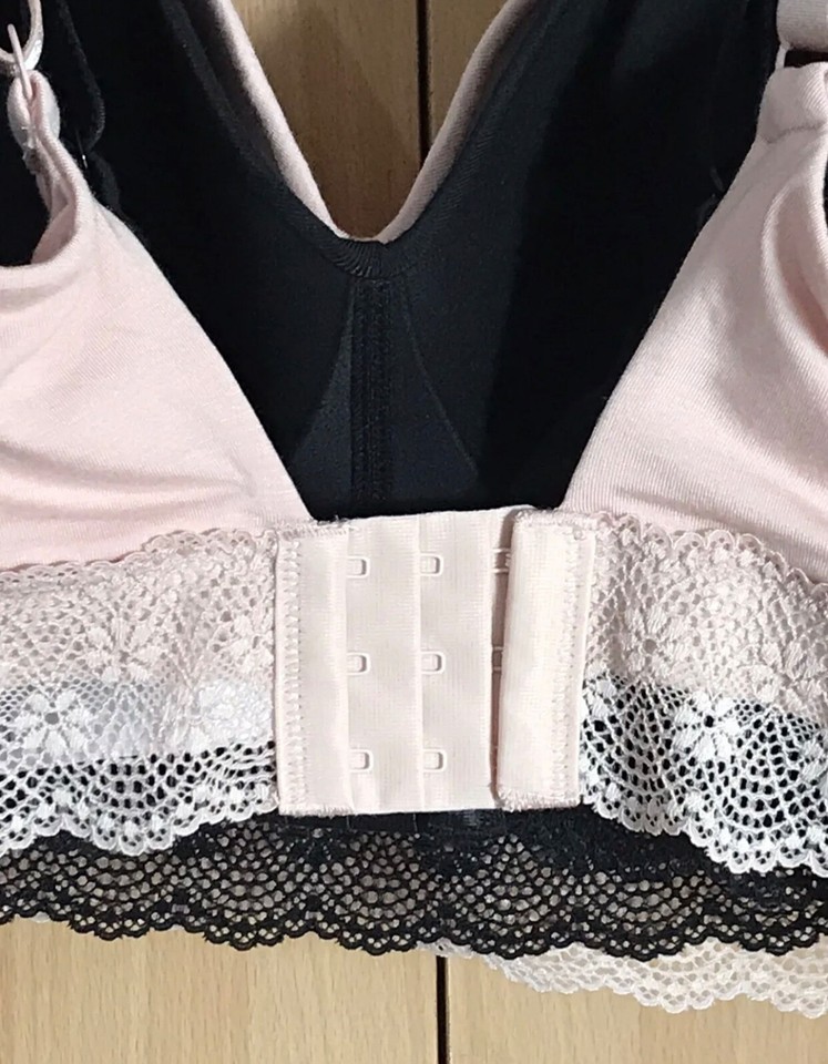 2 Pack NEXT Daisy Non-Wired Padded Bras Size 40 DD Black / Pink | eBay UK