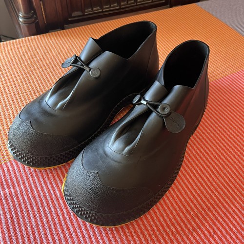 Black PVC Rubber Waterproof Over Work Boots Shoes Rain Snow Galoshes ...