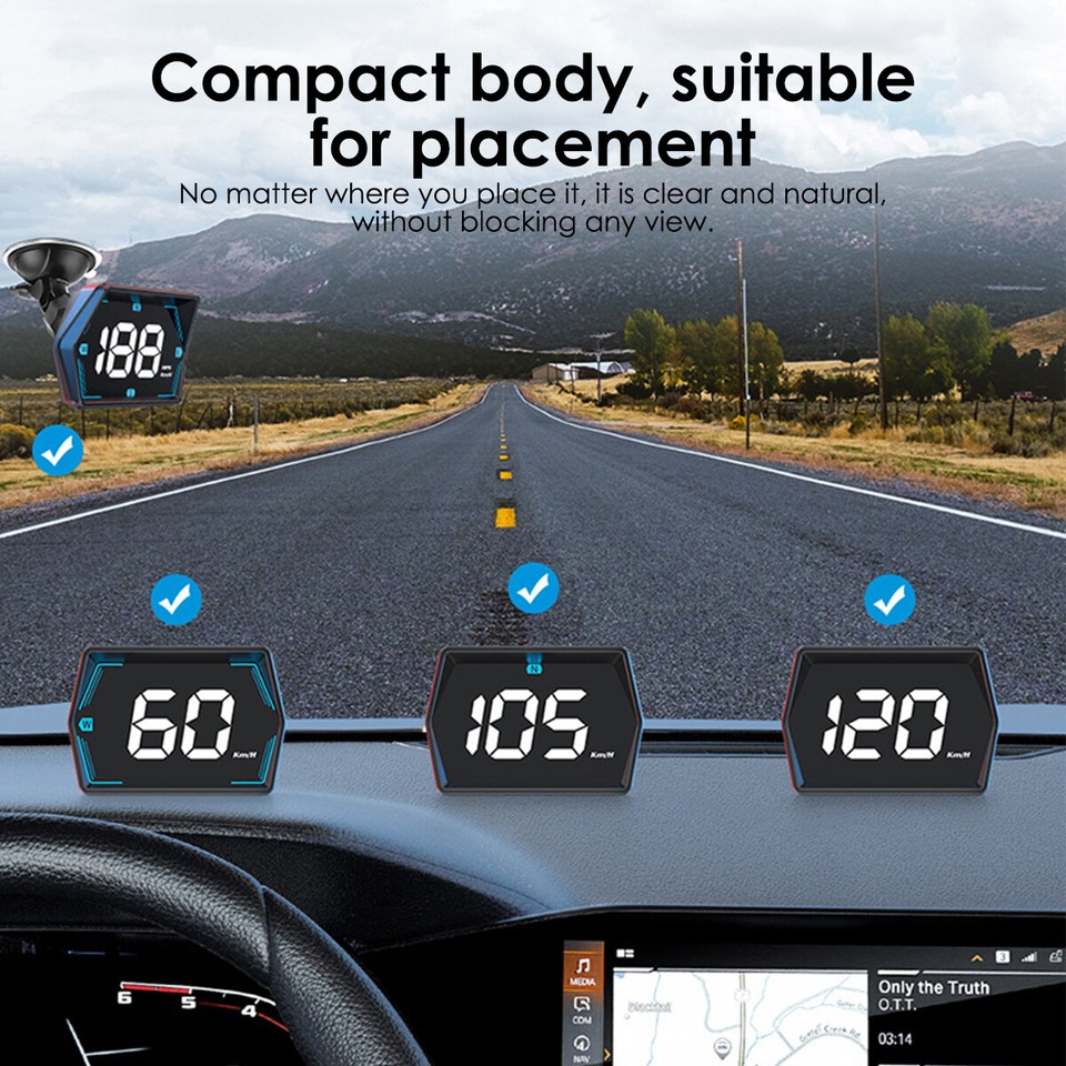 Universal Car Digital Speedometer GPS HUD Head Up Display MPH Overspeed ...