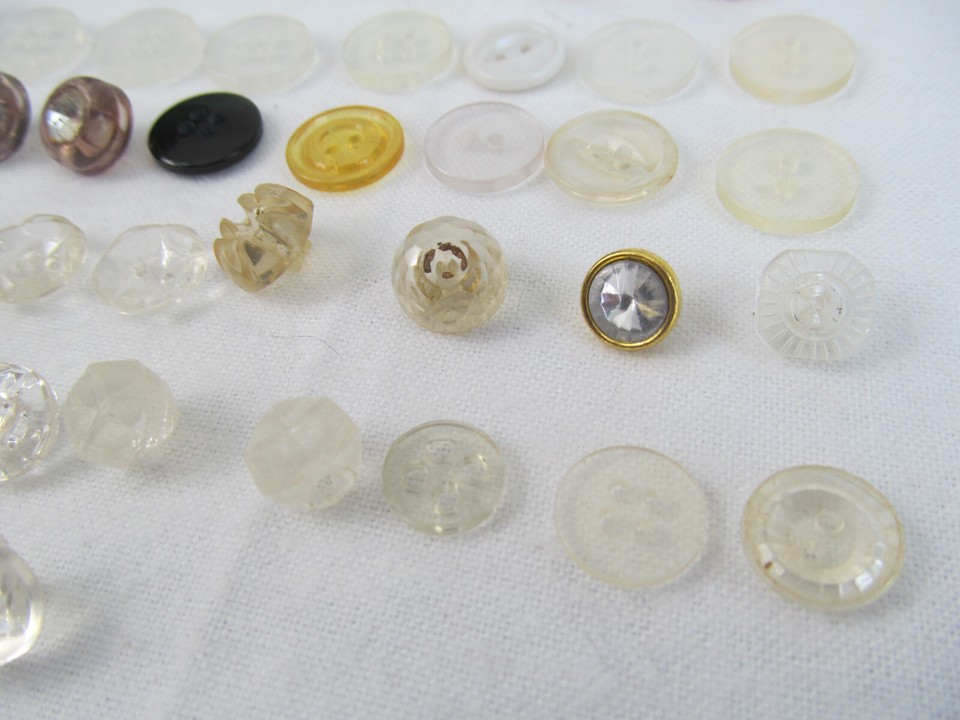Vintage Buttons Assorted Sizes Old Transparent Some Glass Lot of 65 H4 ...