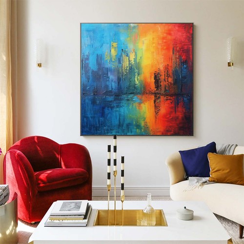 Red Textured Acrylic Abstract Oil Painting On Canvas Handmade Artwork ...