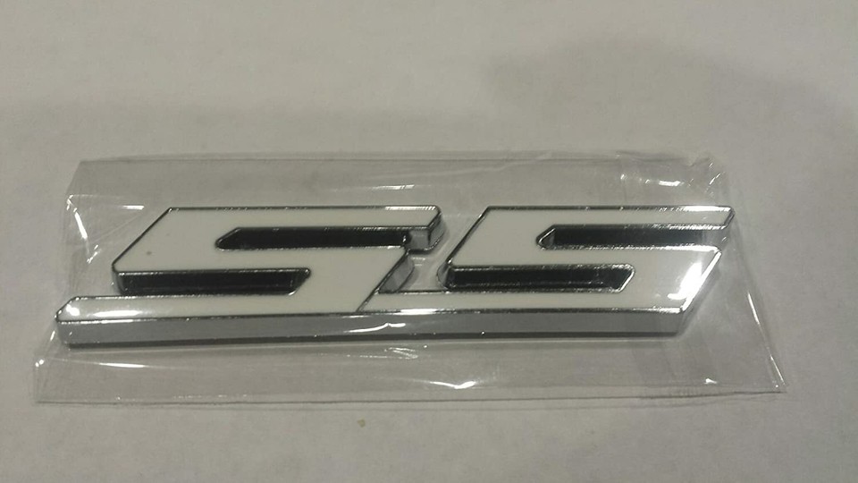 3 WHITE/CHROME SS Badge Fender Trunk Emblem Decal for Chevy Camaro ...