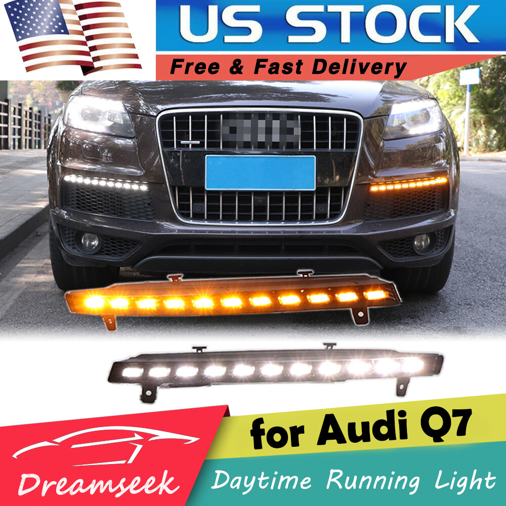 LED DRL Daytime Running Light For Audi Q7 2010-2015 With Yellow Turn ...