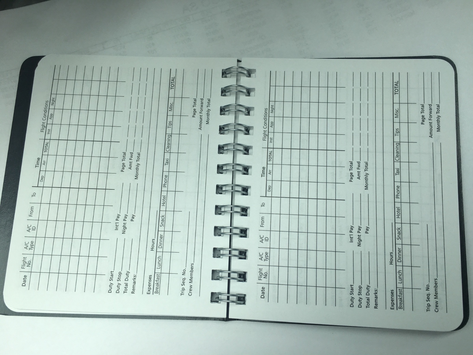 POCKET FLIGHT CREW LOG BOOK p/n ASA-SP-FC for Pro Pilots, F/A ...