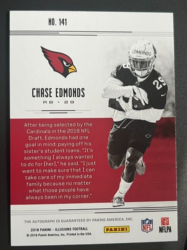2018 Panini Illusions - Rookie Signs #141 Chase Edmonds /199 (AU, RC ...
