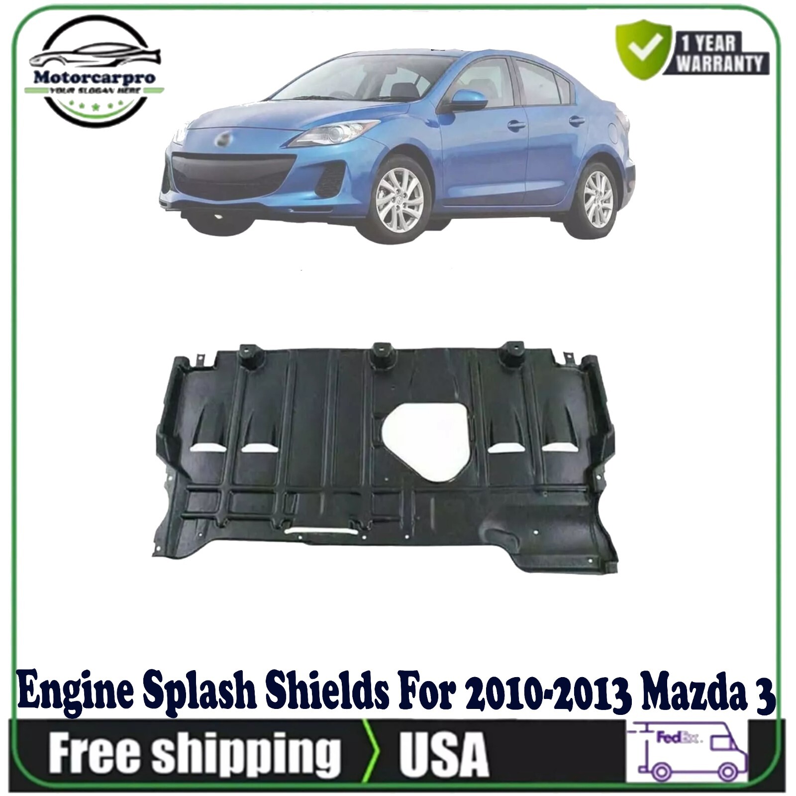 Front And Rear Under Cover Engine Splash Shields For 2010-2013 Mazda 3 ...