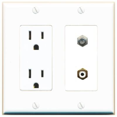 RiteAV Power Outlet and COAX RCA-WHITE Wall Plate Decorative [White] | eBay