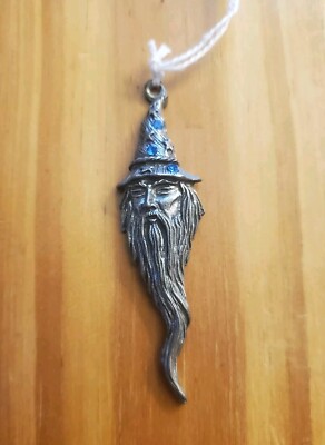 Vintage Pewter Wizard Face Pendant Decor Blue Stones RARE | eBay