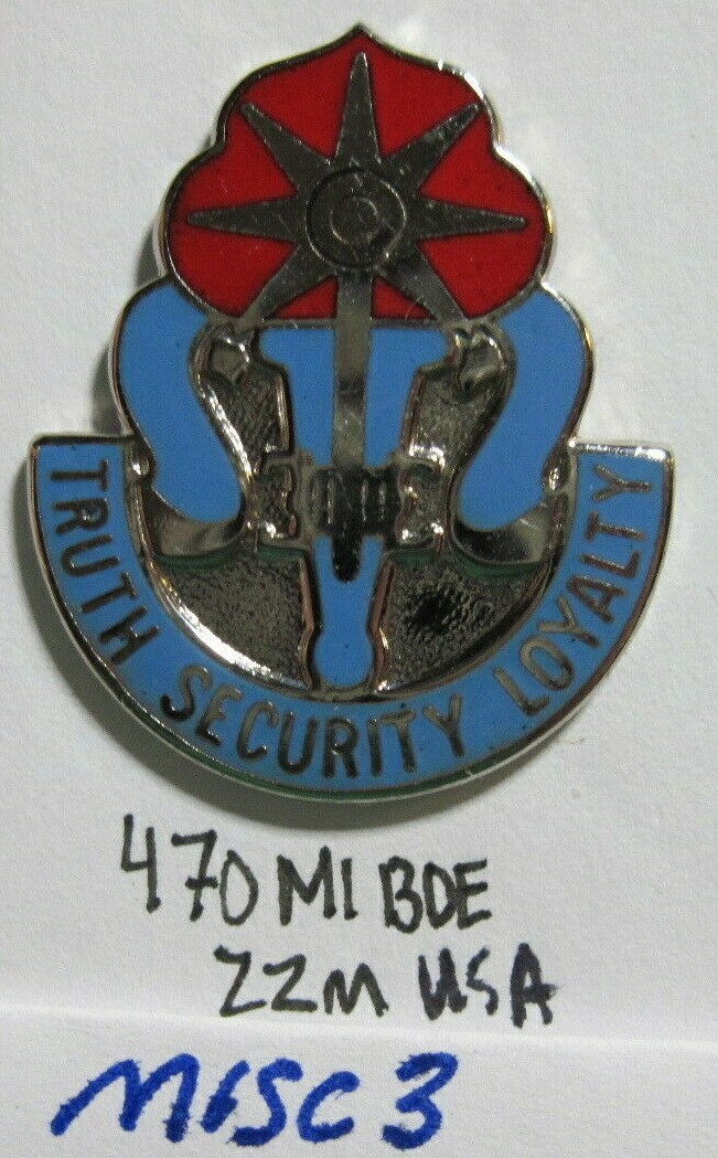 Army crest DI dui CB clutchback 470th MILITARY INTELLIGENCE BRIGADE 22m ...