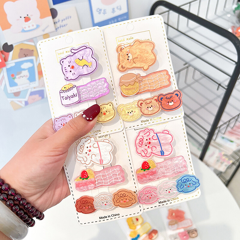 3PCS New Little Girl Sweet Cute Cartoon Bear Clamp Baby Bangs Broken ...