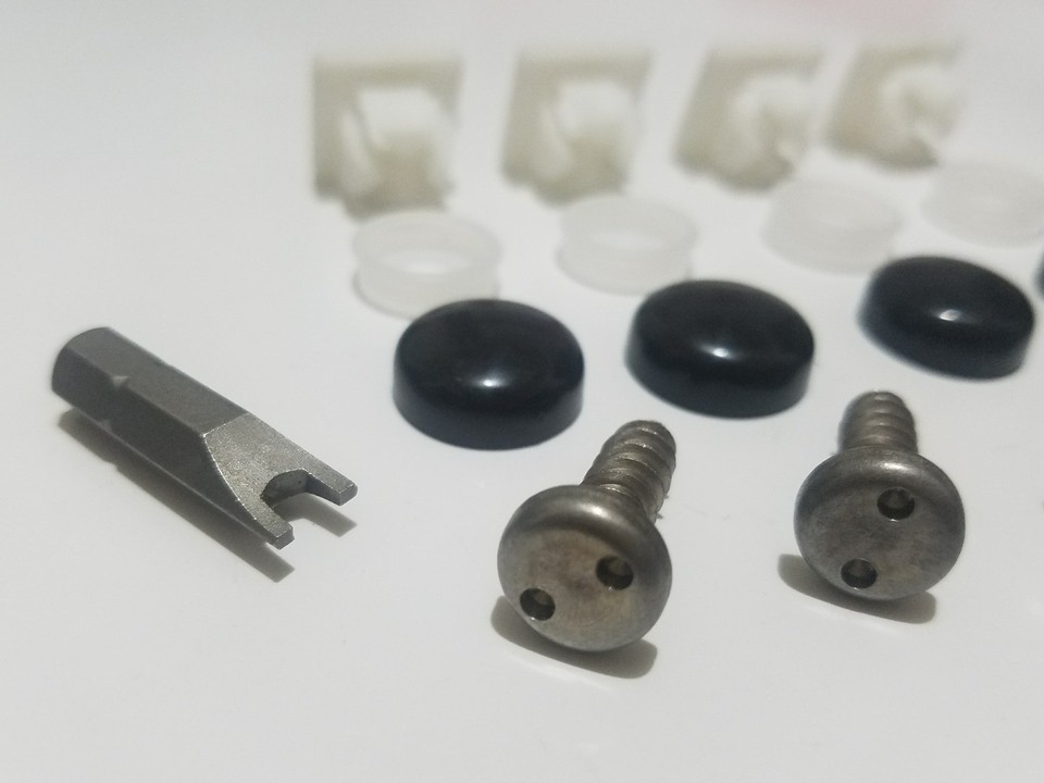 ANTI-THEFT LICENSE PLATE SECURITY SCREWS-STAINLESS - BLACK MIRROR SNAP ...