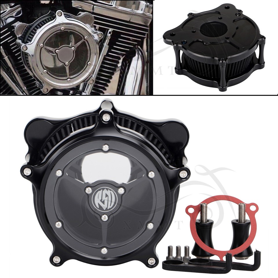 CNC Clear Air Cleaner Intake Black Filter For Harley Touring Electra ...