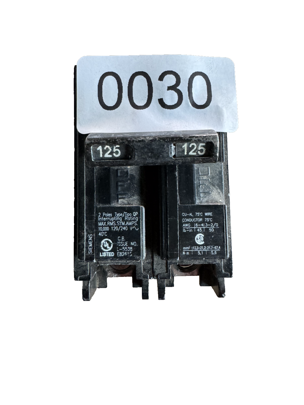 Siemens Q2125 Circuit Breaker, 2 pole, 120/240V 125A | eBay