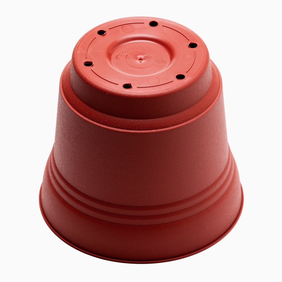 12" Burnt Red Round Planter Pot with Snap-in Saucer | eBay