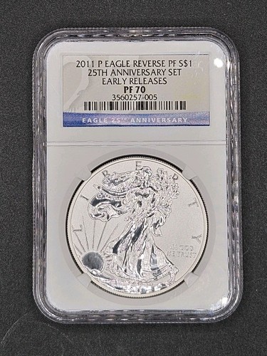 2011-P American 1oz .999 Silver Eagle REVERSE PROOF | NGC PF70 25th ...