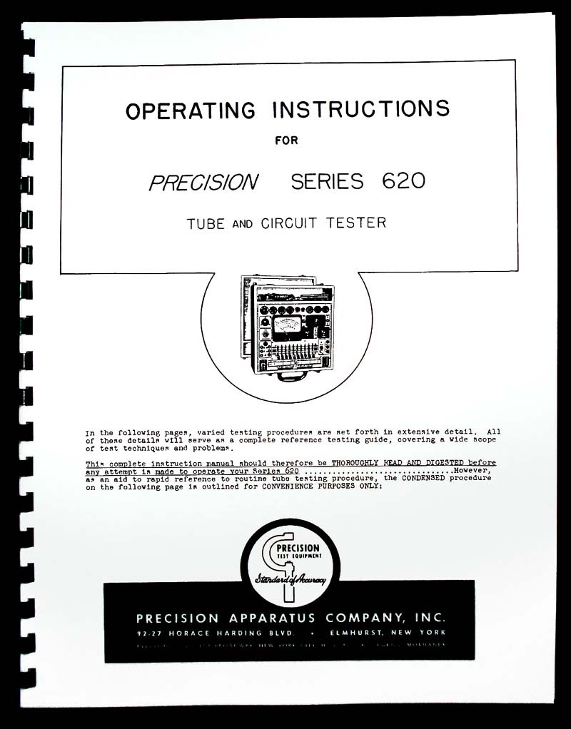 Precision Tube Tester 620 Operating Manual | eBay