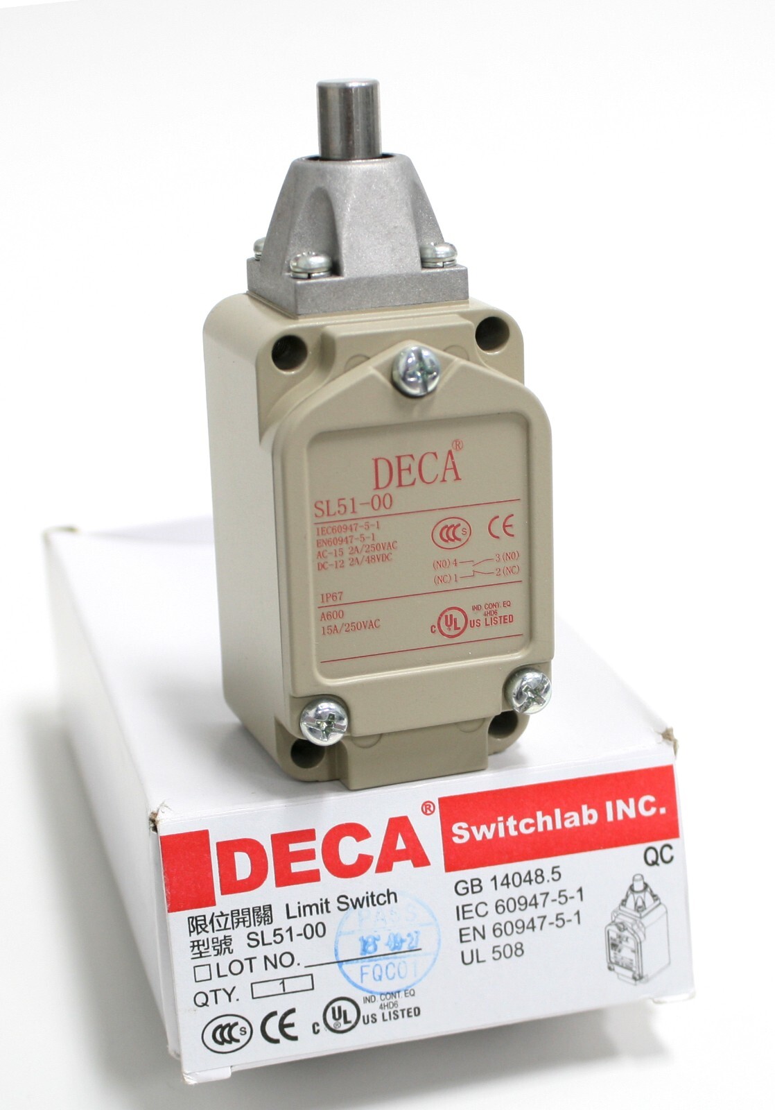 SL51-00 Deca Top Plunger Limit Switch 2A 250VAC 1/2 NPT A600 15A 250VAC ...