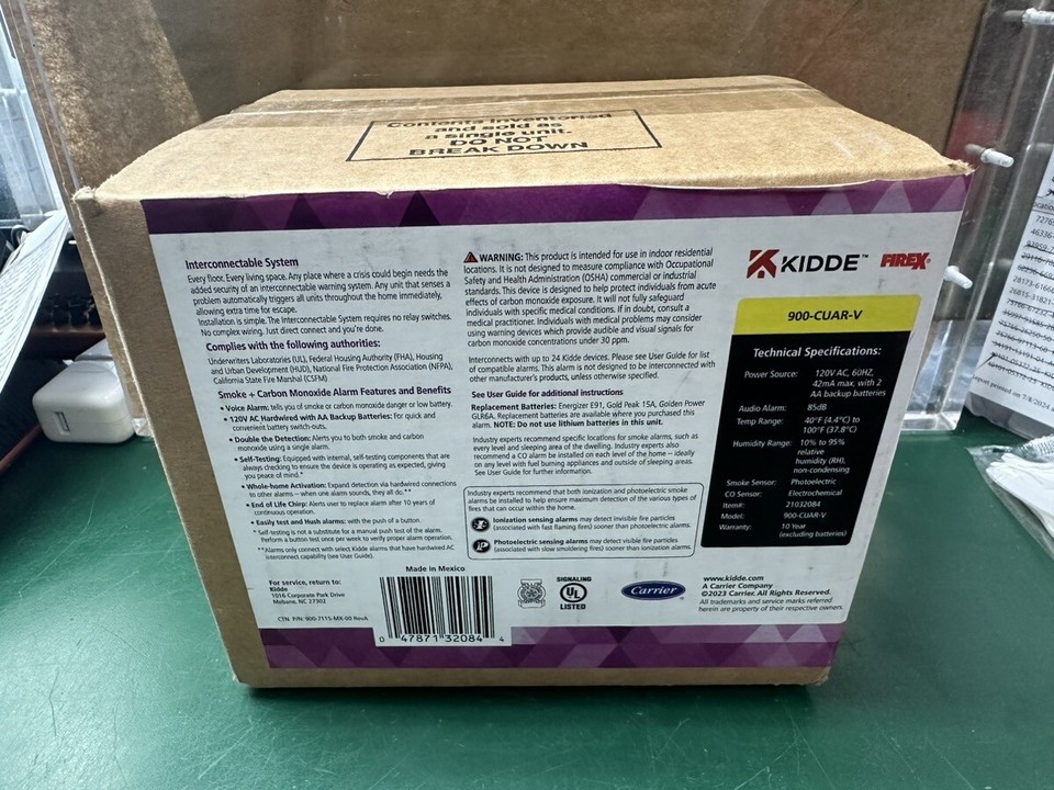 Kidde 900-CUAR-V (3 Pack) Smoke & Carbon Monoxide Detector (E10035119 ...