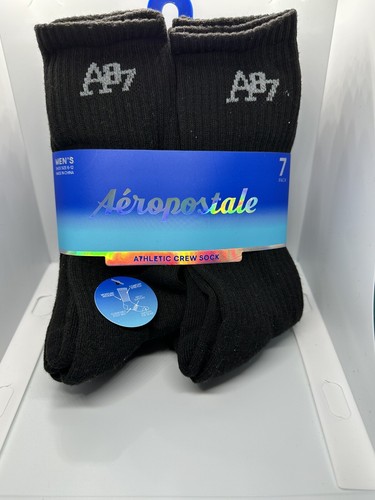 New Aeropostale Mens 7 Pair Athletic Crew Socks BLACK | eBay