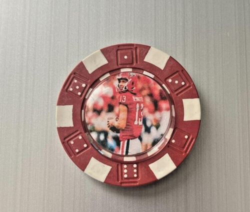 New * Signed auto ** Stetson Bennet red poker chip golf ball marker ...