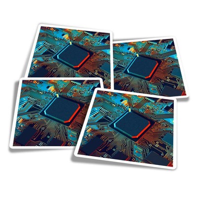 4x Square Stickers 10 cm - Electronic Circuit Board Gaming #21492 | eBay