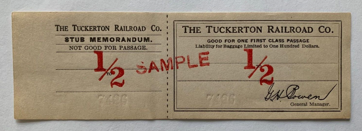 Vintage 1900s New Jersey NJ Tuckerton Railroad RR 1st Class Ticket "1/2 ...