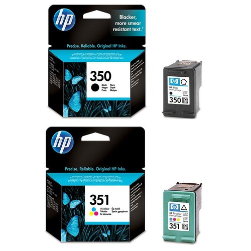 Genuine HP 350 & HP 351 Black and tri-colour ink Cartridges - (CB335E ...