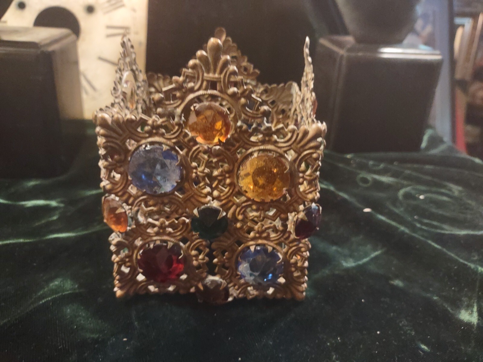 Antique Victorian Jeweled Cabochon lamp shade 1880's Filagree metal | eBay