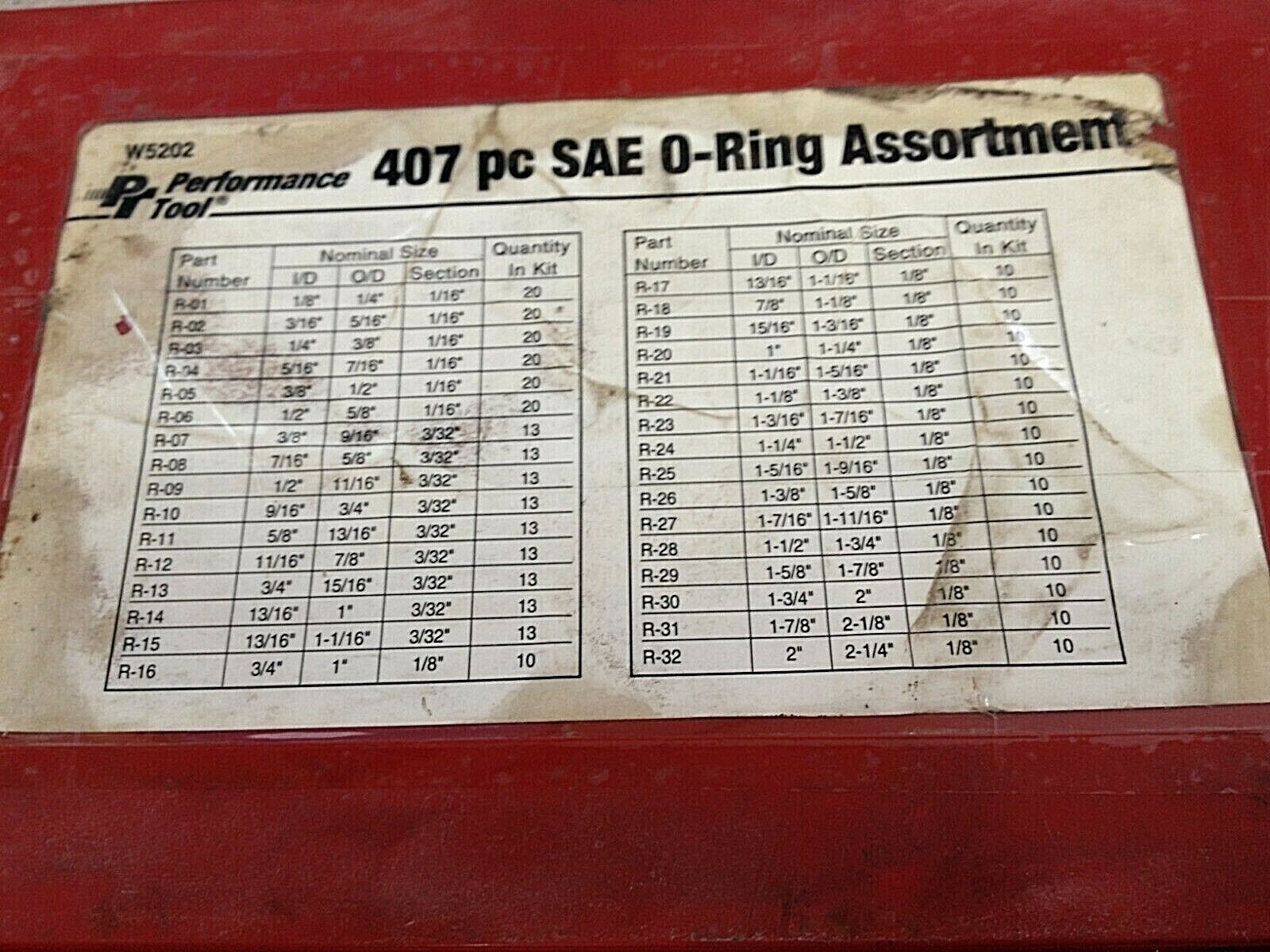 PT Performance Tool 407 PC SAE O-Ring Assortment W5202 | eBay