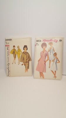 Vge Simplicity Pattern 5669 & 6434 Miss 16-36 Dress Jacket Cape Sewing ...