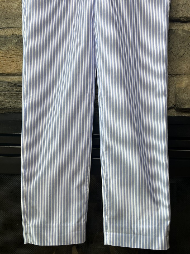 J. Crew Womens Pants Blue White Size 0 Cotton Bowery Slim Leg Mid Rise ...