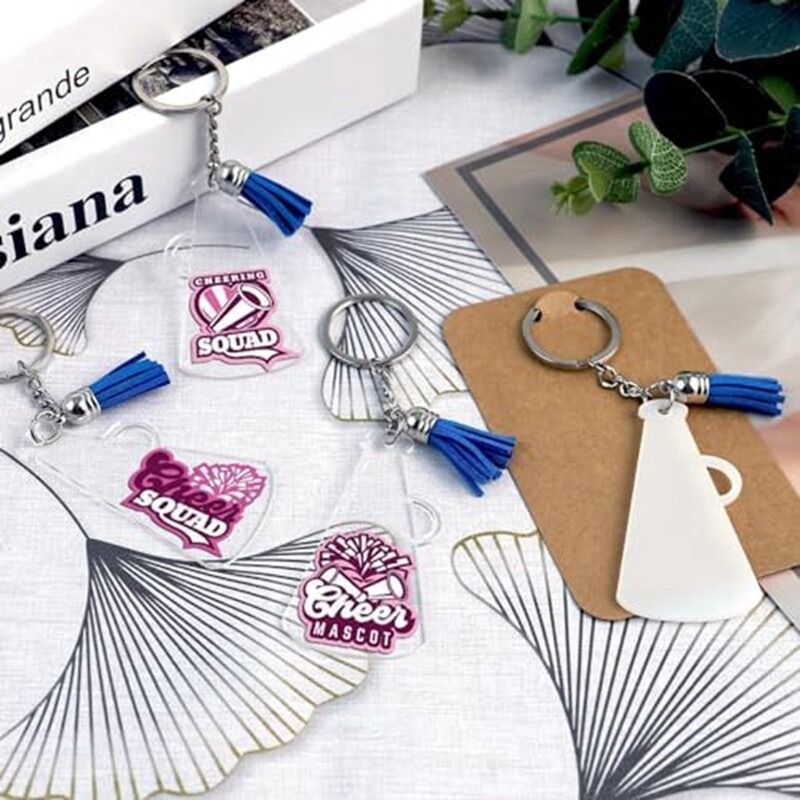 180 Pcs Cheer Key Chains Clear Acrylic Blank Bulk Cheerleading4508 ...