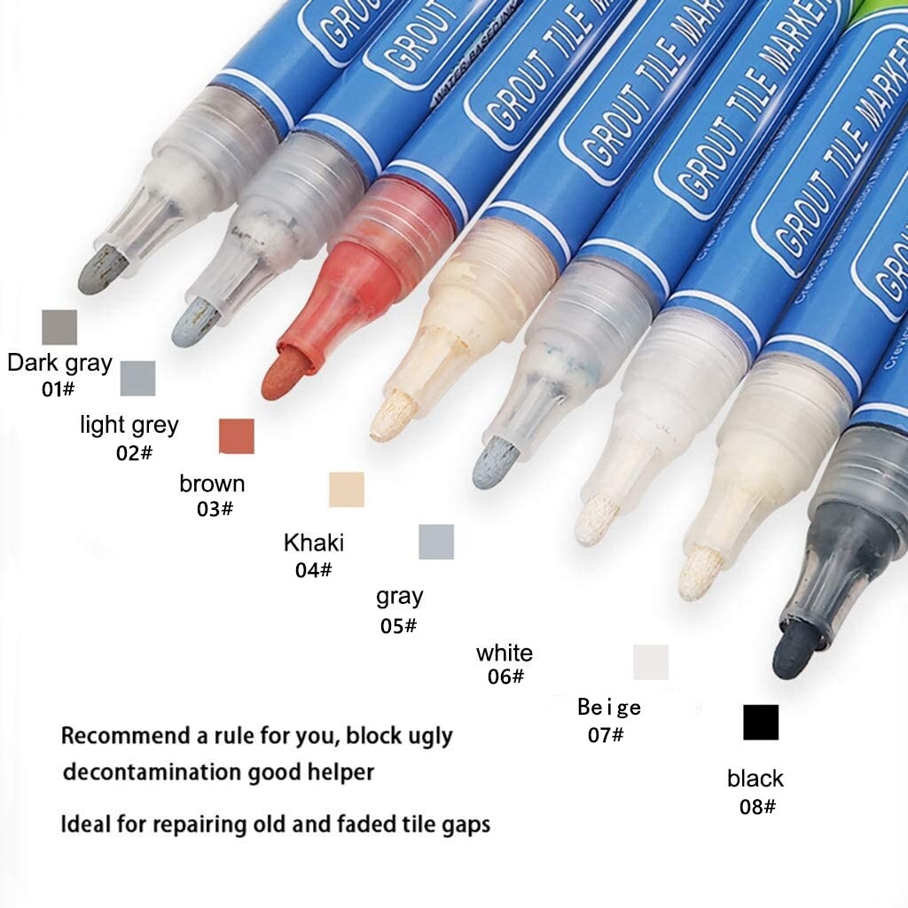 8 colours Waterproof Grout Pen Ideal to Restore the Look of Tile Grout ...