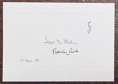 James Watson / Francis Crick Signed Autographed 3.5 x 5 Card w/ Helix ...