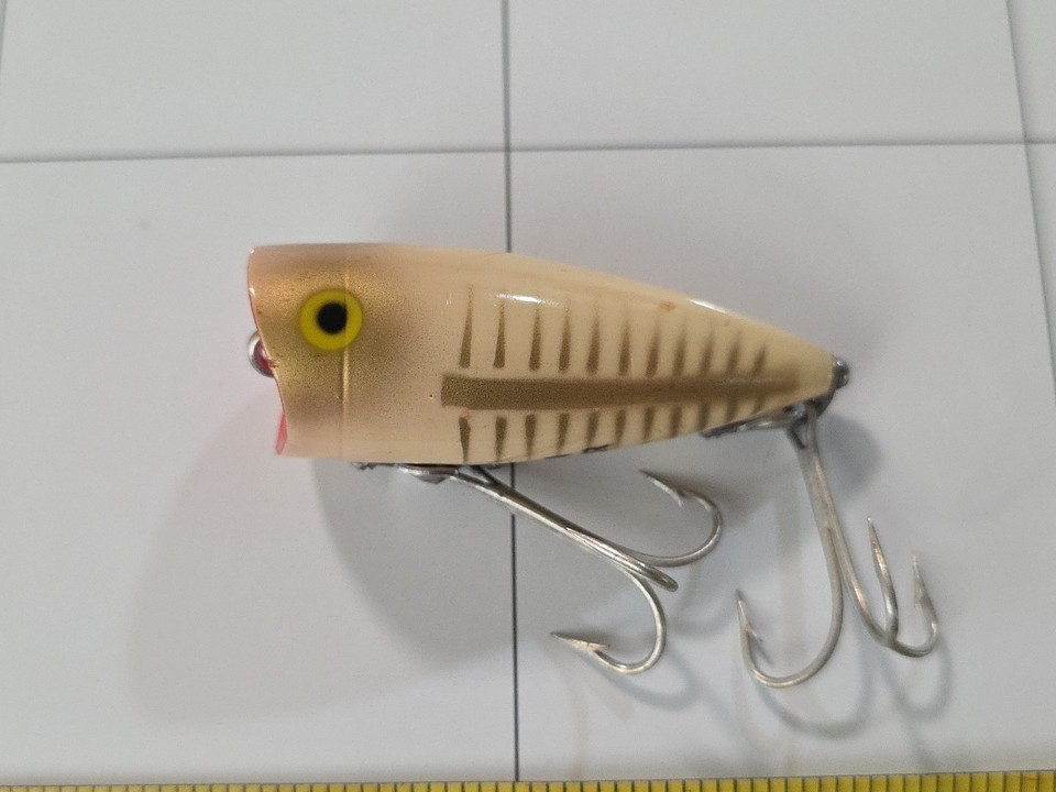 VINTAGE HEDDON CHUGGER JR. FISHING LURE BONE/GOLD (RARE) | eBay