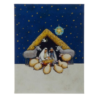 Raz Christmas Decor - Holy Nativity Prim Sheep and Family Lighted Print ...