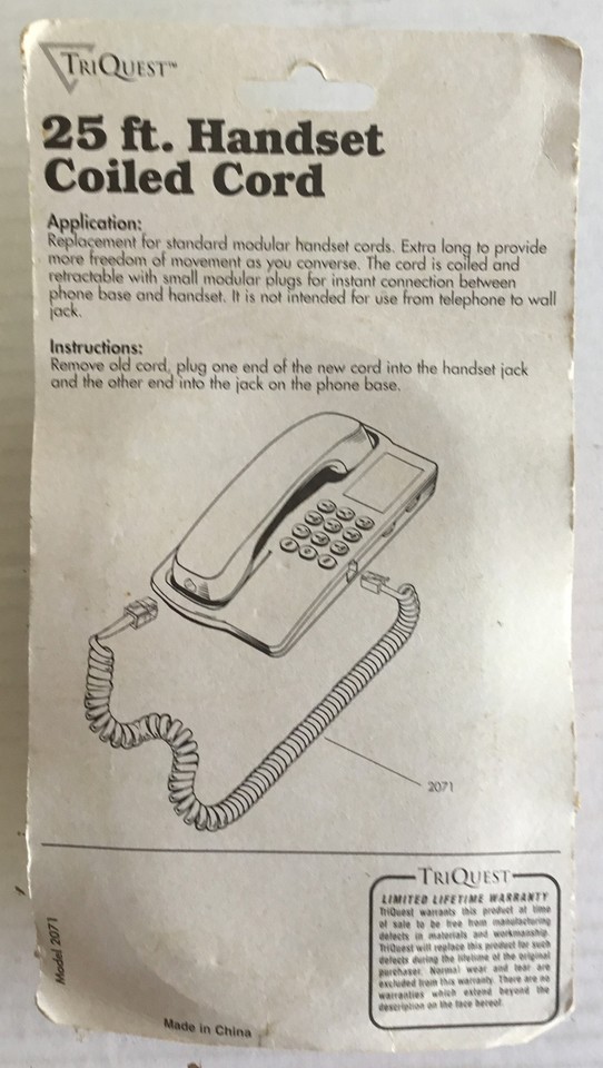 TriQuest 25ft Handset Coiled Cord | eBay