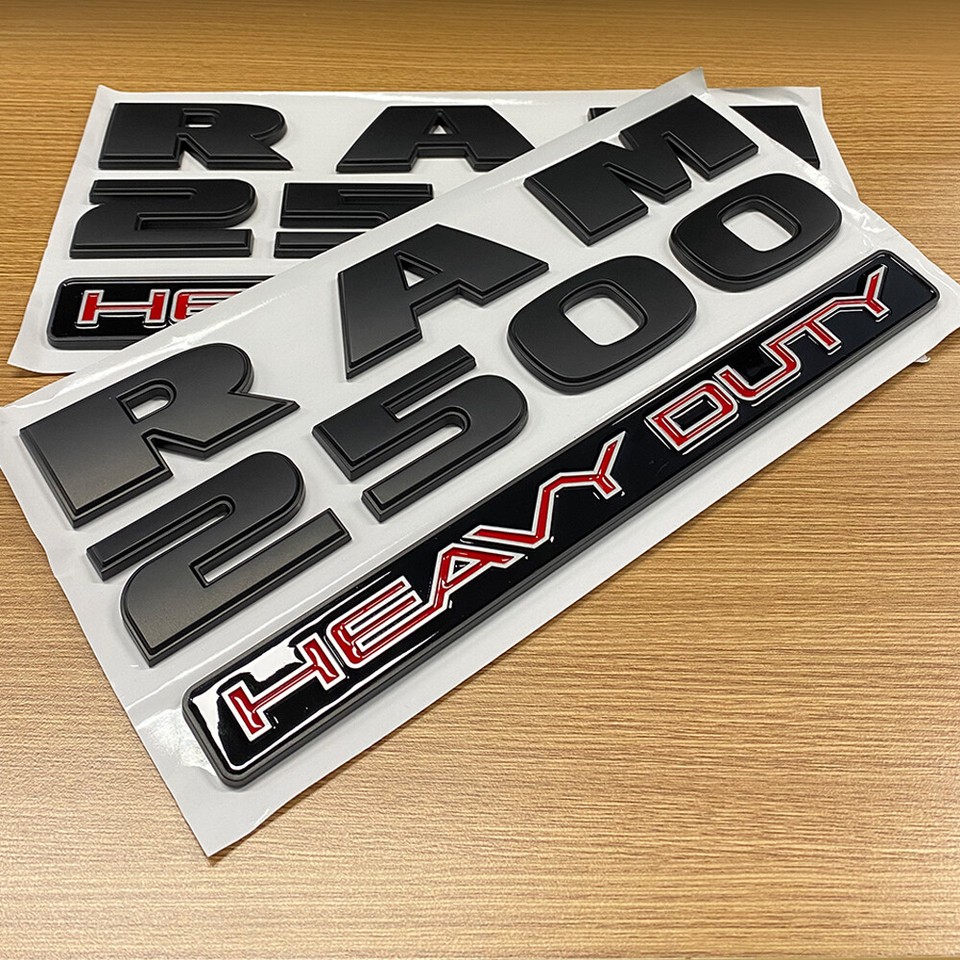 2SET Matte Black Front Door Side Emblem For RAM 2500 HEAVY DUTY Badges ...