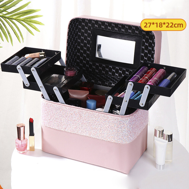 Large Capacity Cosmetic Storage Box PU Leather Portable Toiletry Bag | eBay