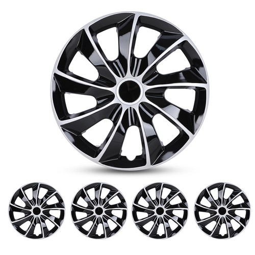 4Pcs 17 Inch Universal Wheel Rim Cover Hubcaps Silver & Black Lacquer ...