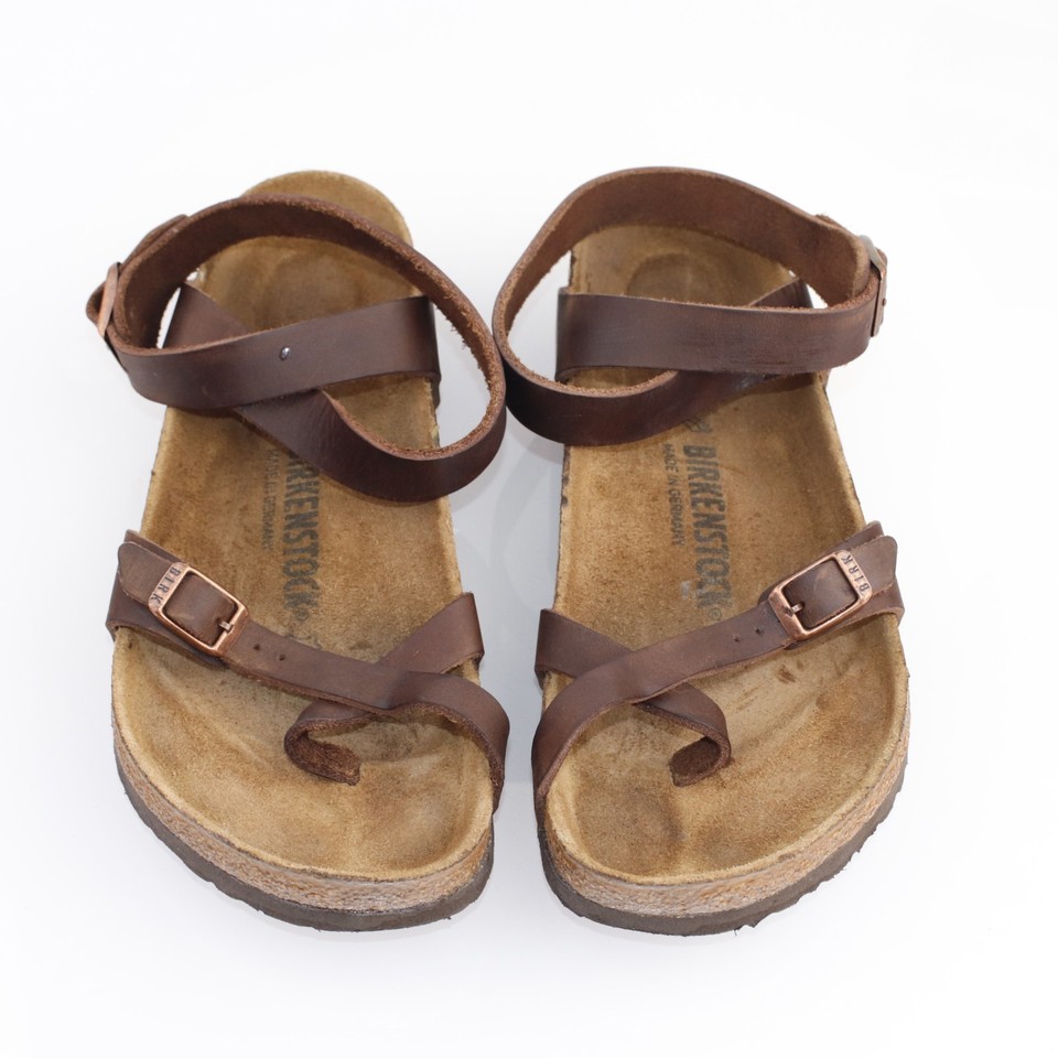 Birkenstock Womens Yara Sandal Size 39 8 Brown Toe Loop Ankle Strap Comfort Shoe | eBay