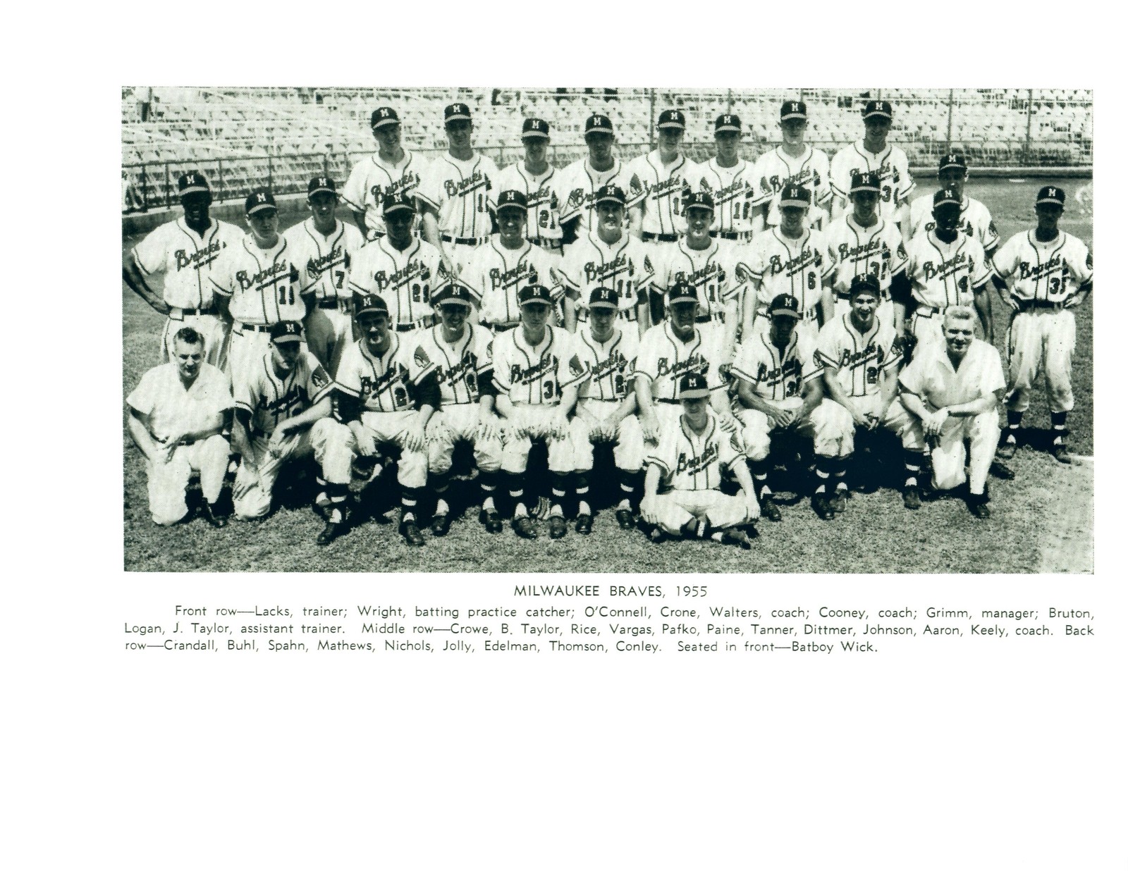1955 MILWAUKEE BRAVES 8X10 TEAM PHOTO BASEBALL HOF MLB USA | eBay